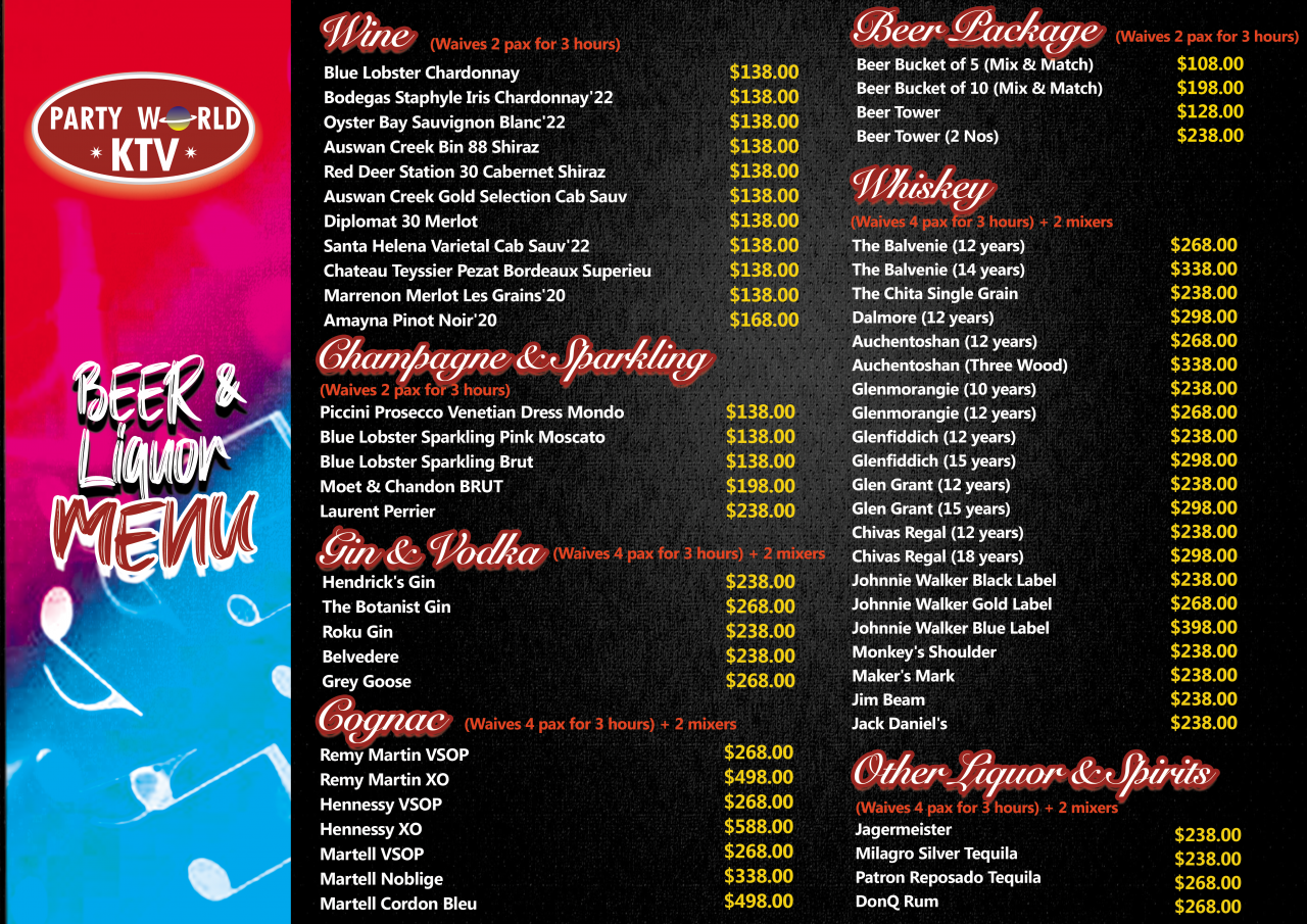 Price List 分店价格 | Party World KTV