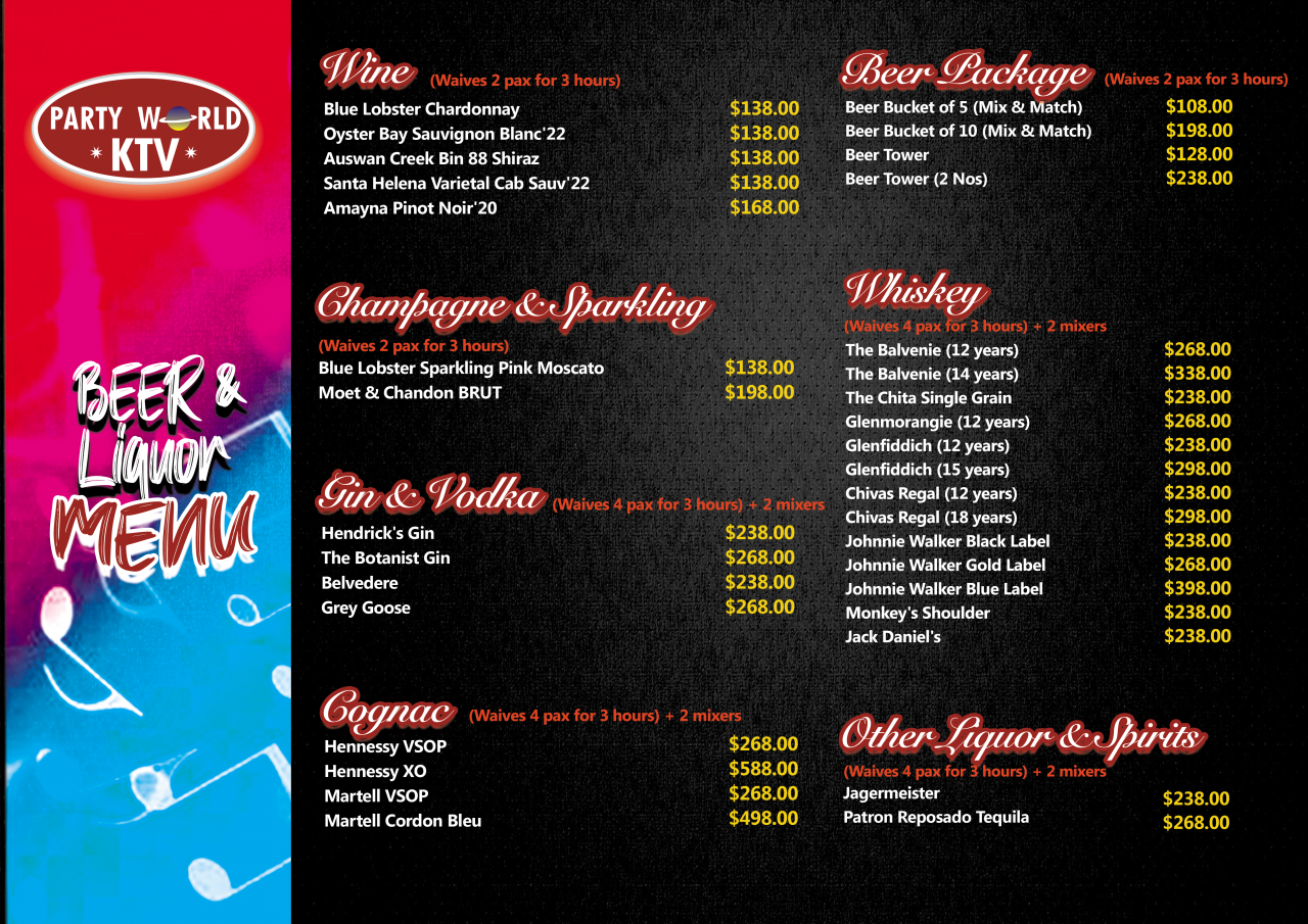 Price List 分店价格 | Party World KTV
